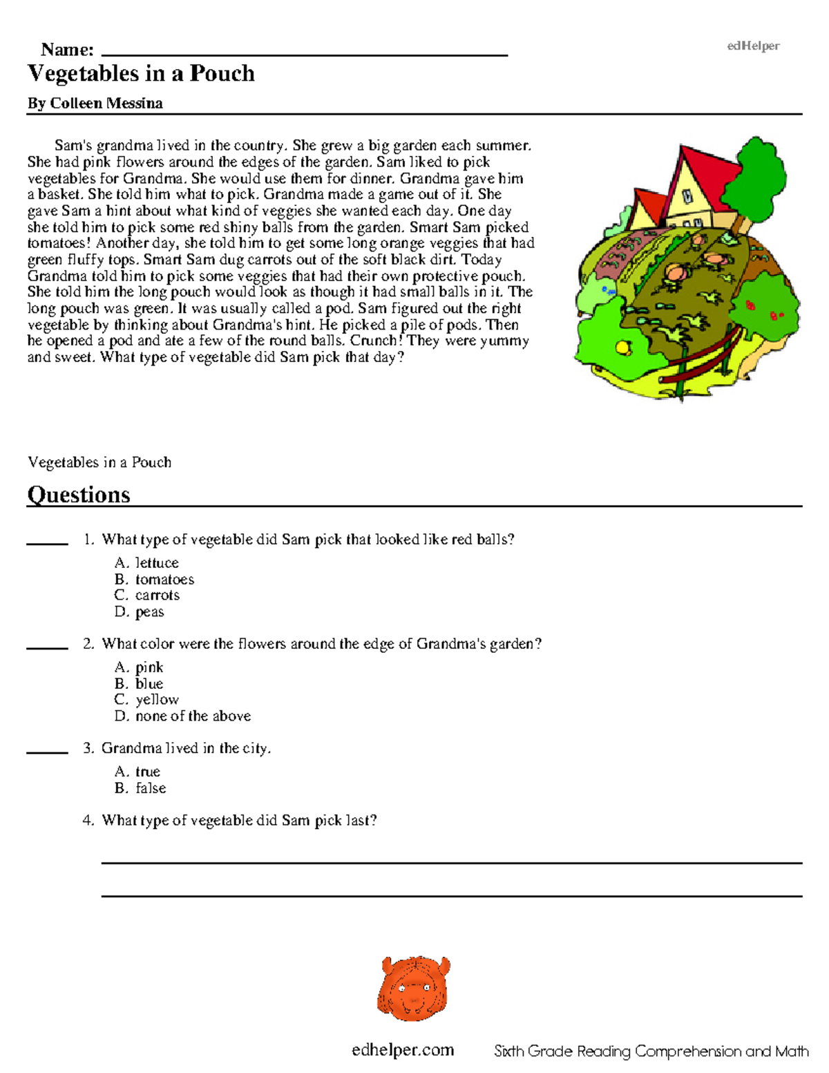 Edhelper Reading Comprehension Worksheets Grammar Worksheets