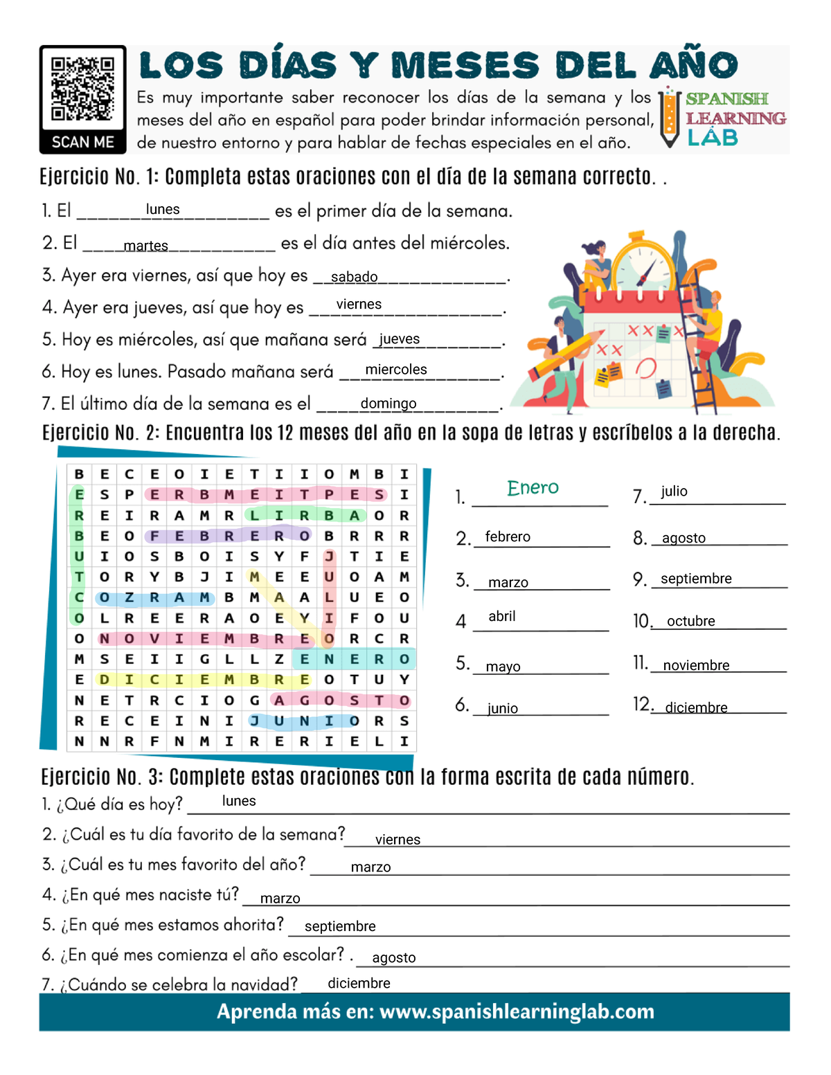 Worksheet: Days & Months in Spanish (Los Días y Meses) - Studocu