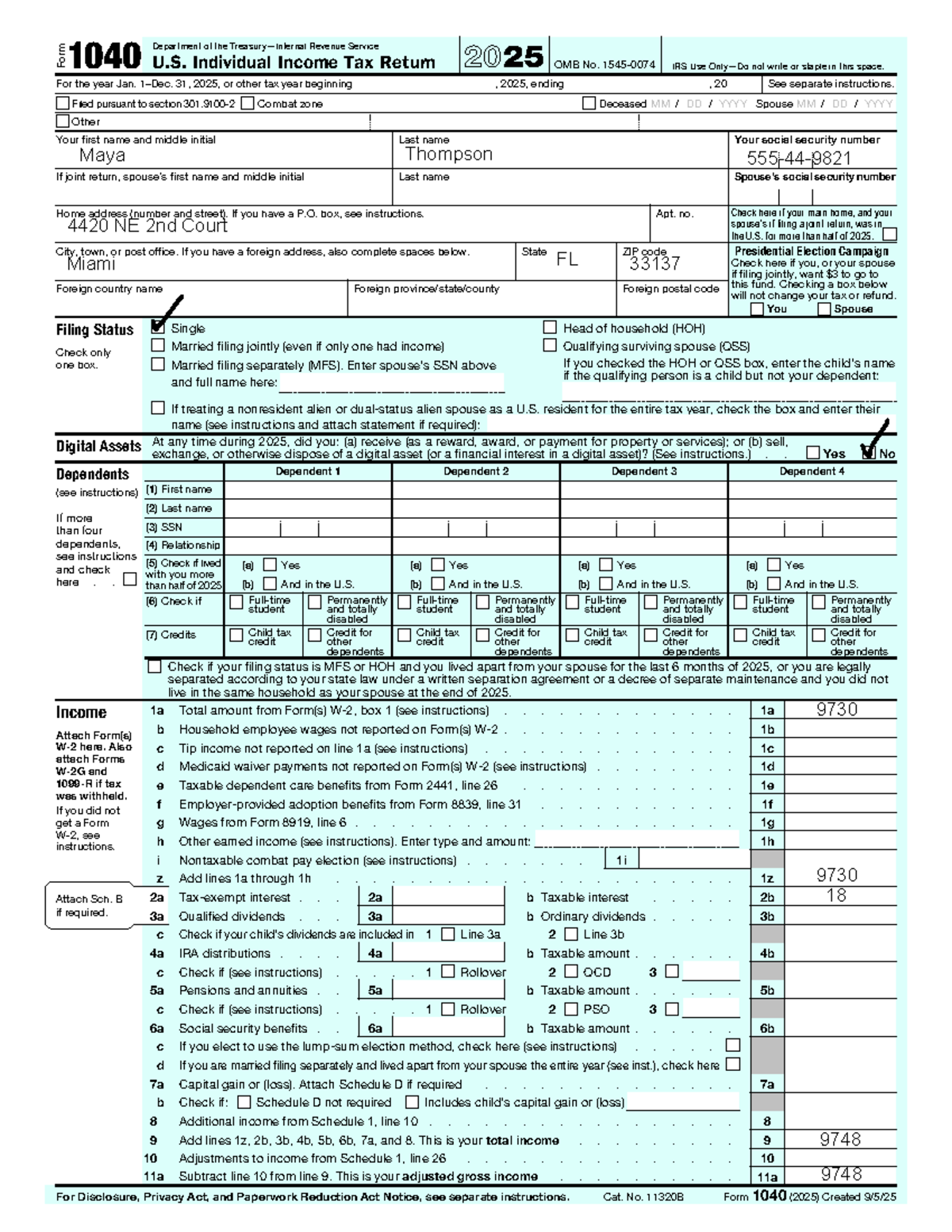 2025 Form 1040 U.S. Individual Income Tax Return Guide - Studocu