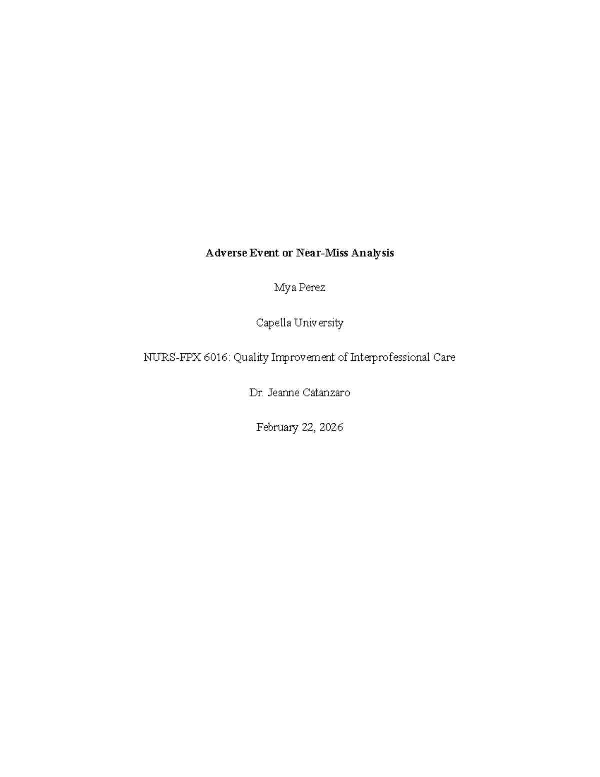 Adverse Event Analysis: Reducing Patient Falls in Healthcare Settings ...