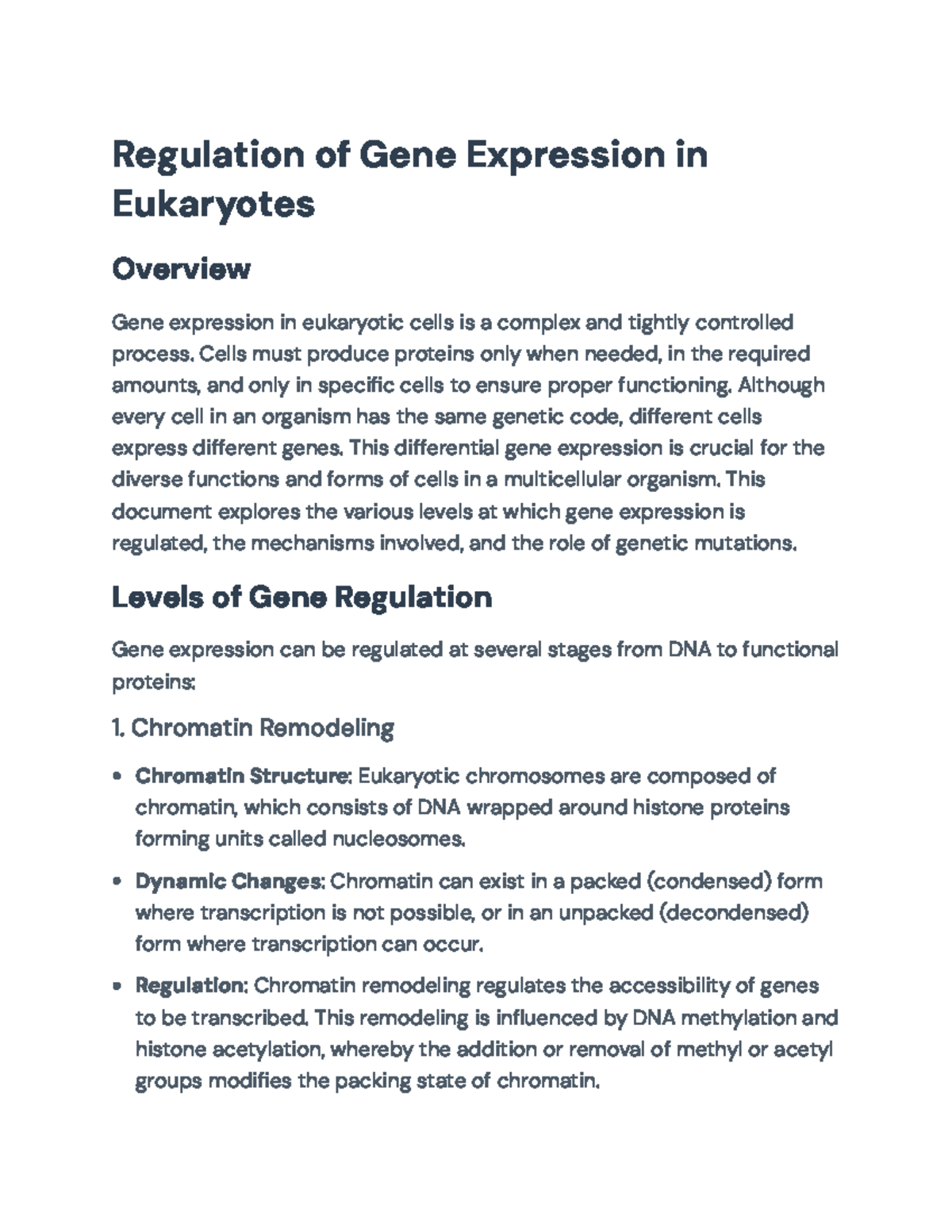 Regulation of Gene Expression in Eukaryotes: Mechanisms and Impacts ...