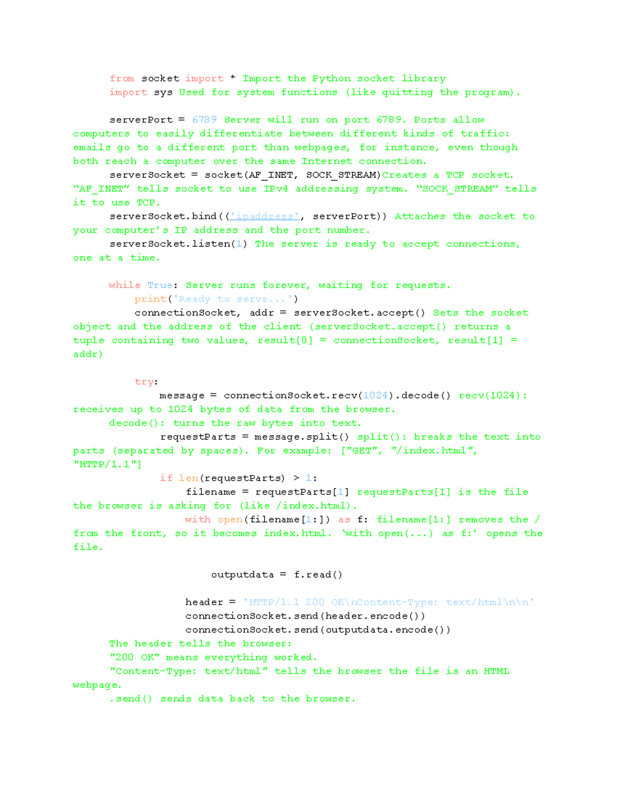 Net Fun Web Server Code Explanation (CS101) - Studocu