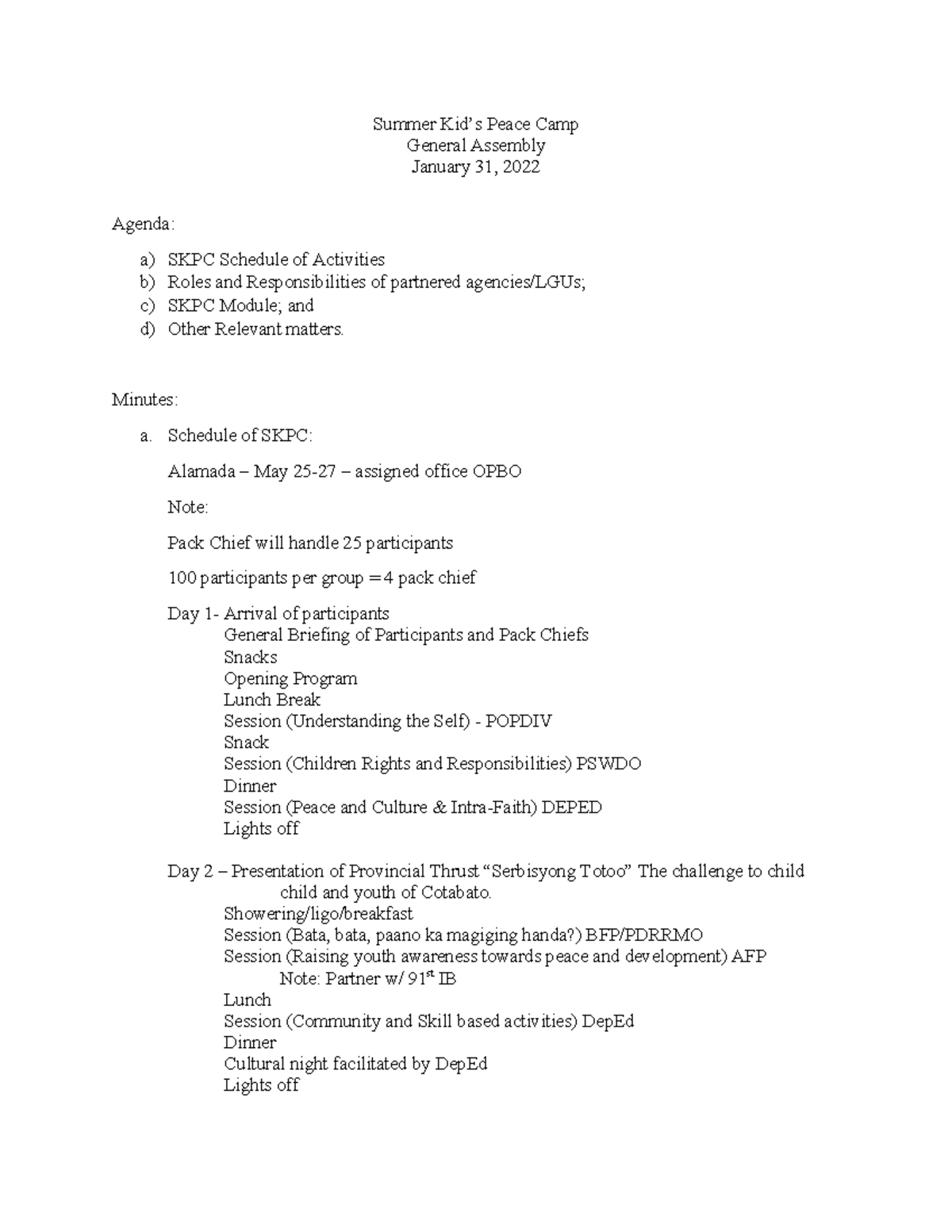 SKPC General Assembly Agenda & Minutes - Alamada, Jan 31, 2022 - Studocu