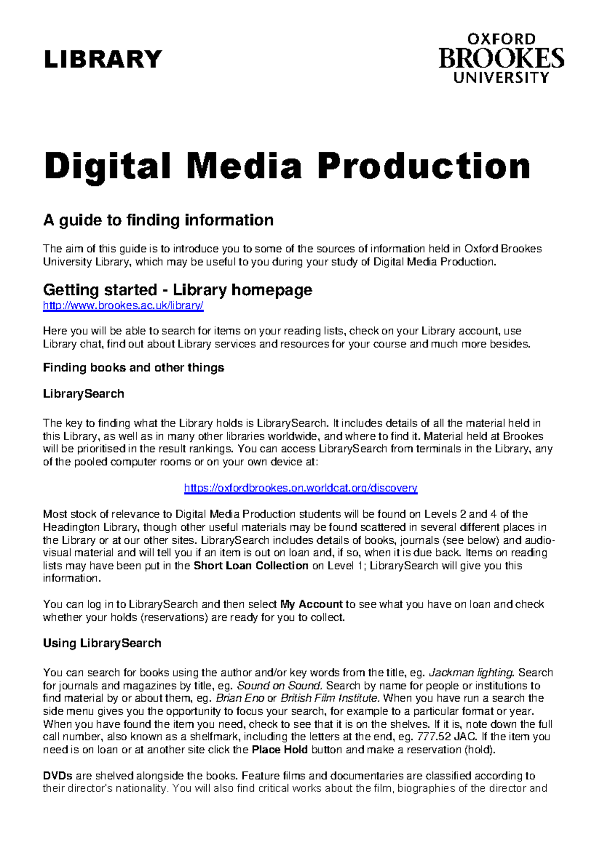 Library Guide for Digital Media Production Students (DMP 101) - Studocu