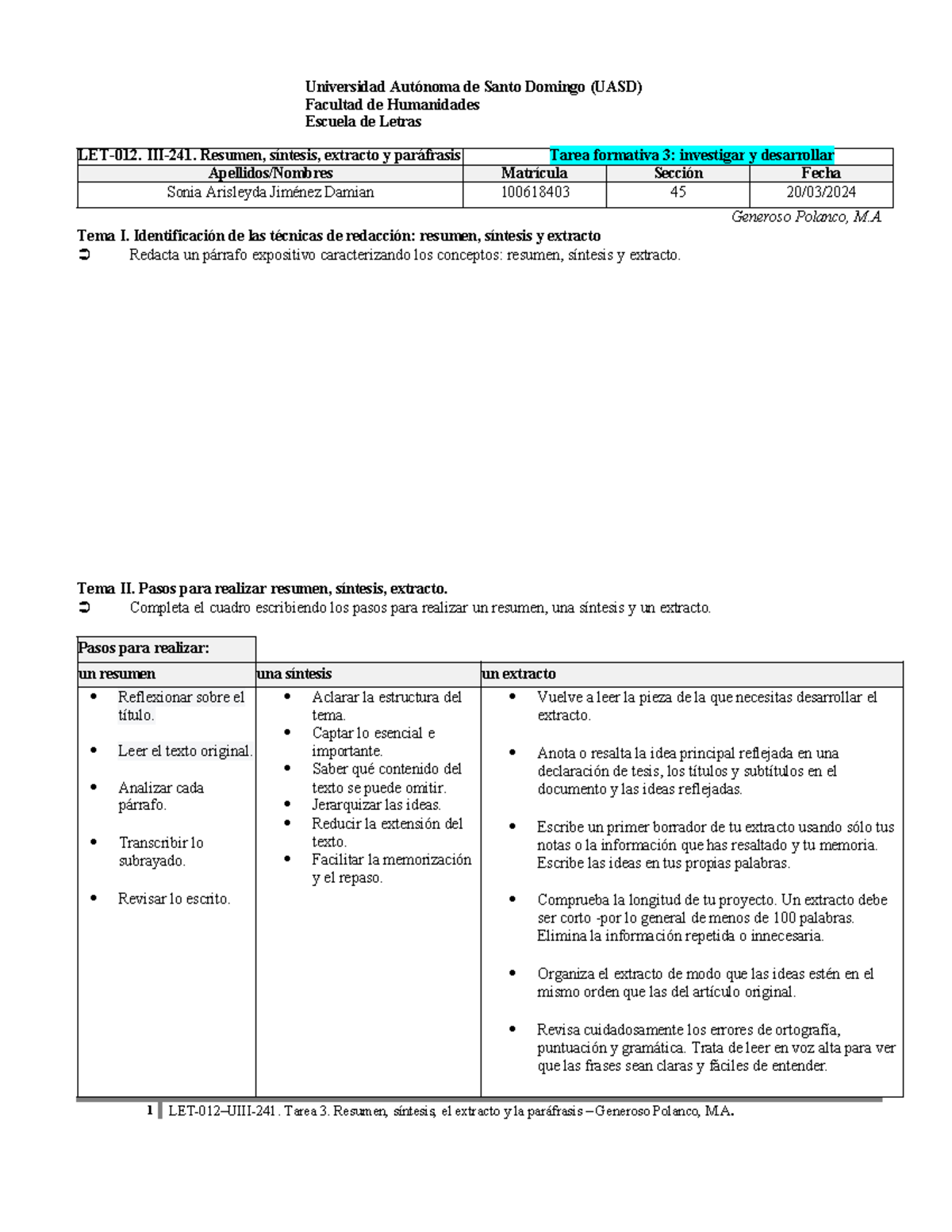 Resumen de Tarea Formativa 3 - LET-012: Técnicas de Redacción - Studocu