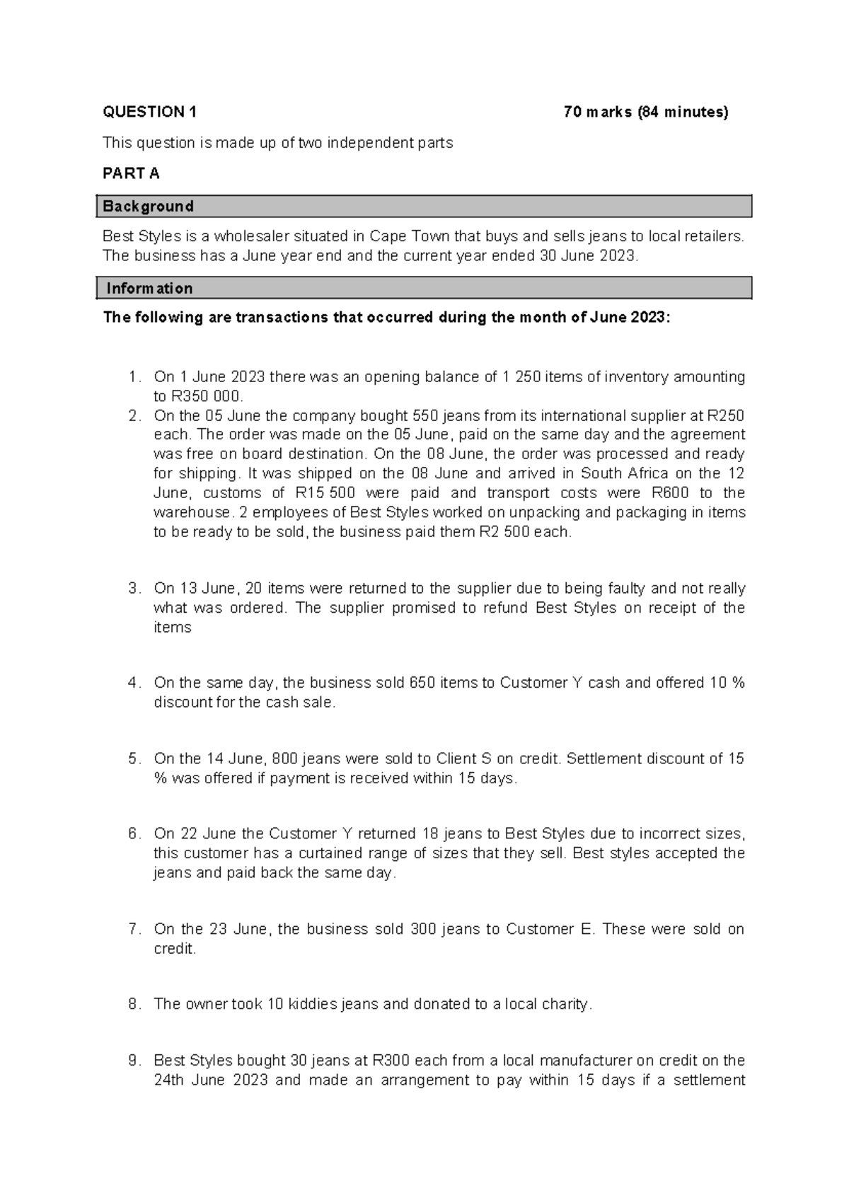 Tutorial Question (Winter) - Inventory & Sales Ledger Analysis - Studocu
