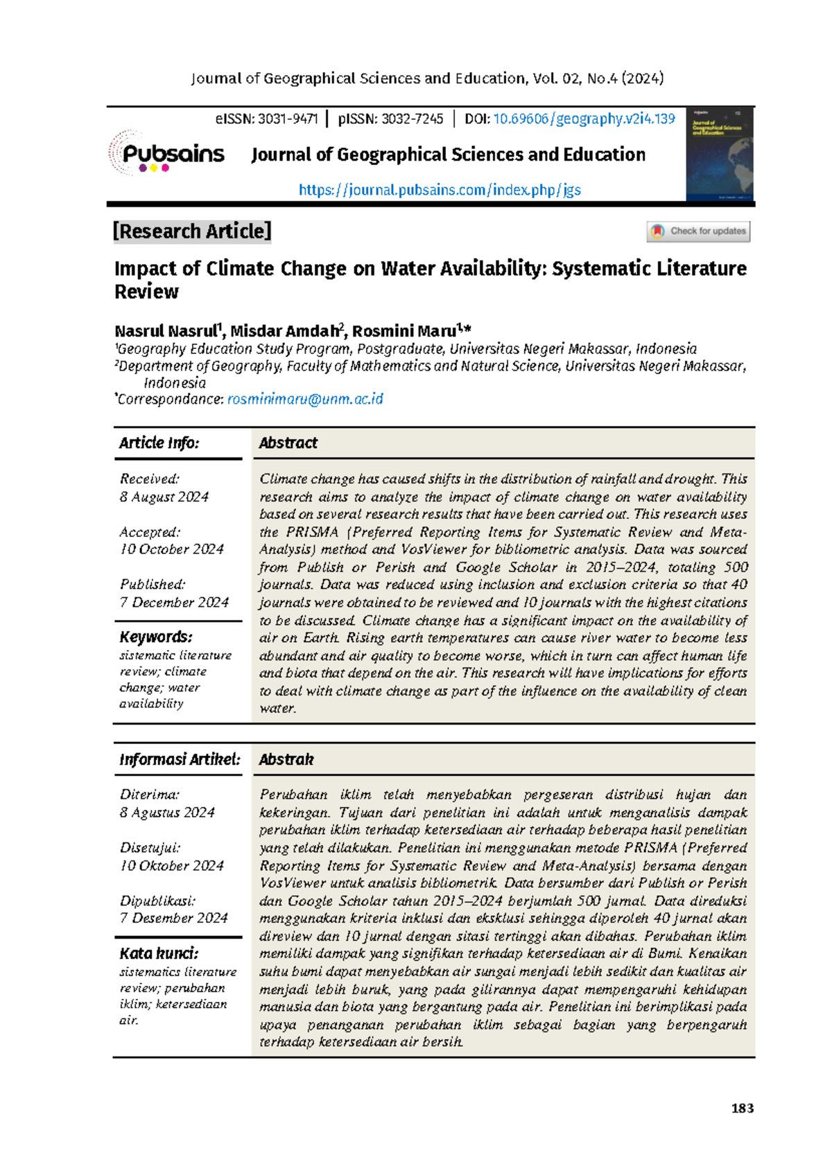 Impact of Climate Change on Water Availability: A Systematic Review ...