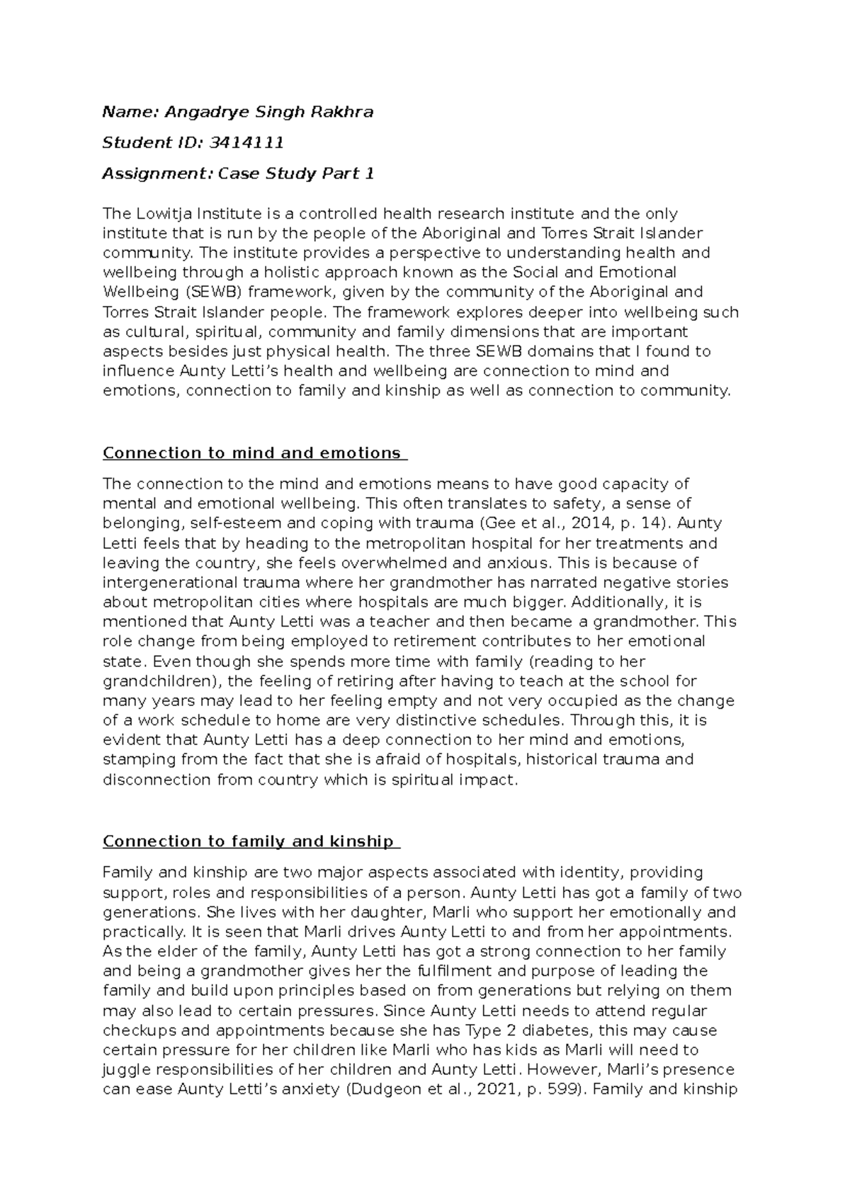 Case Study Part 1: Exploring SEWB in Aboriginal Health Contexts - Studocu