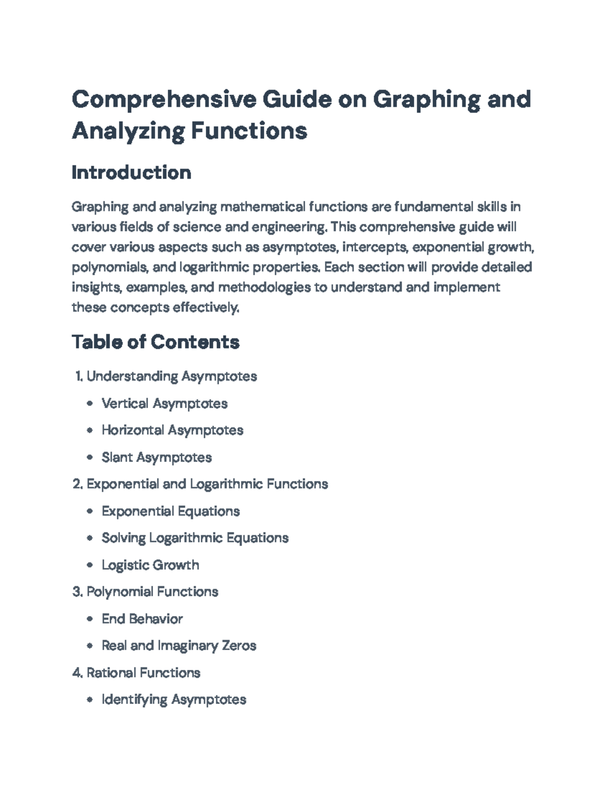 Comprehensive Guide on Graphing and Analyzing Functions (Math 101 ...