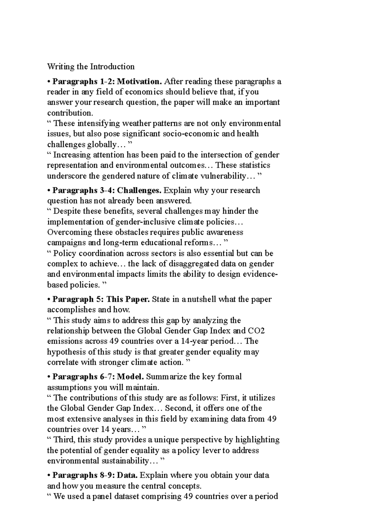 ECO 301: Writing Effective Introduction Paragraphs for Research - Studocu