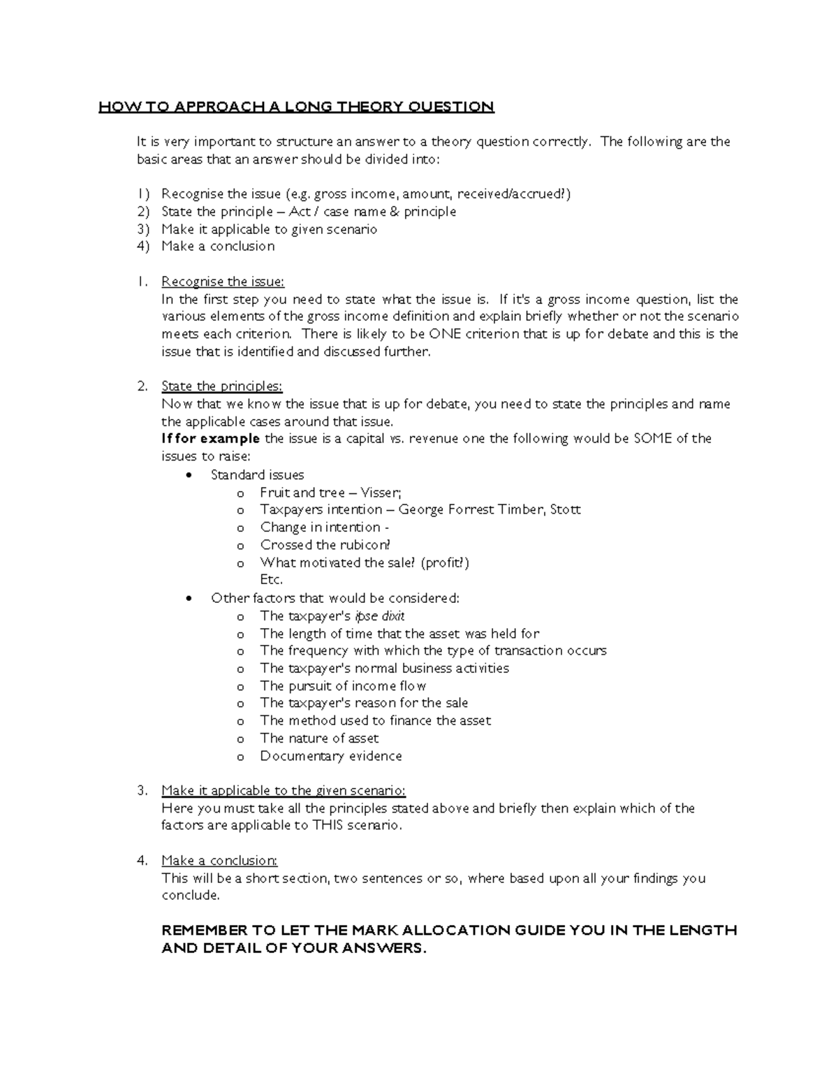 Approaching Long Theory Questions: A Structured Guide - Studocu