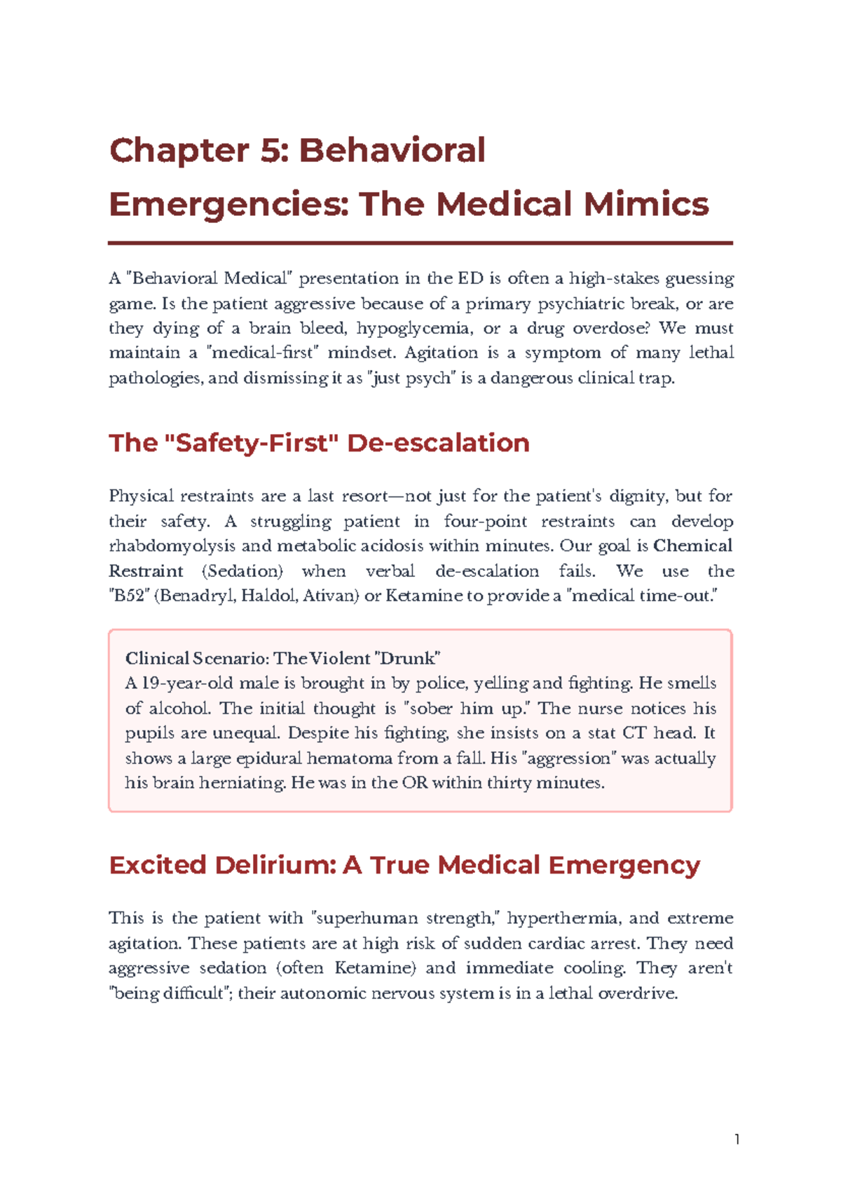 Chapter 5: Behavioral Emergencies & Medical Mimics in ED - Studocu
