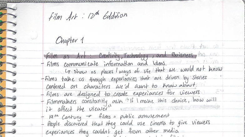 Film Art: An Introduction - Chapter 1 Lecture Notes (12th Edition ...