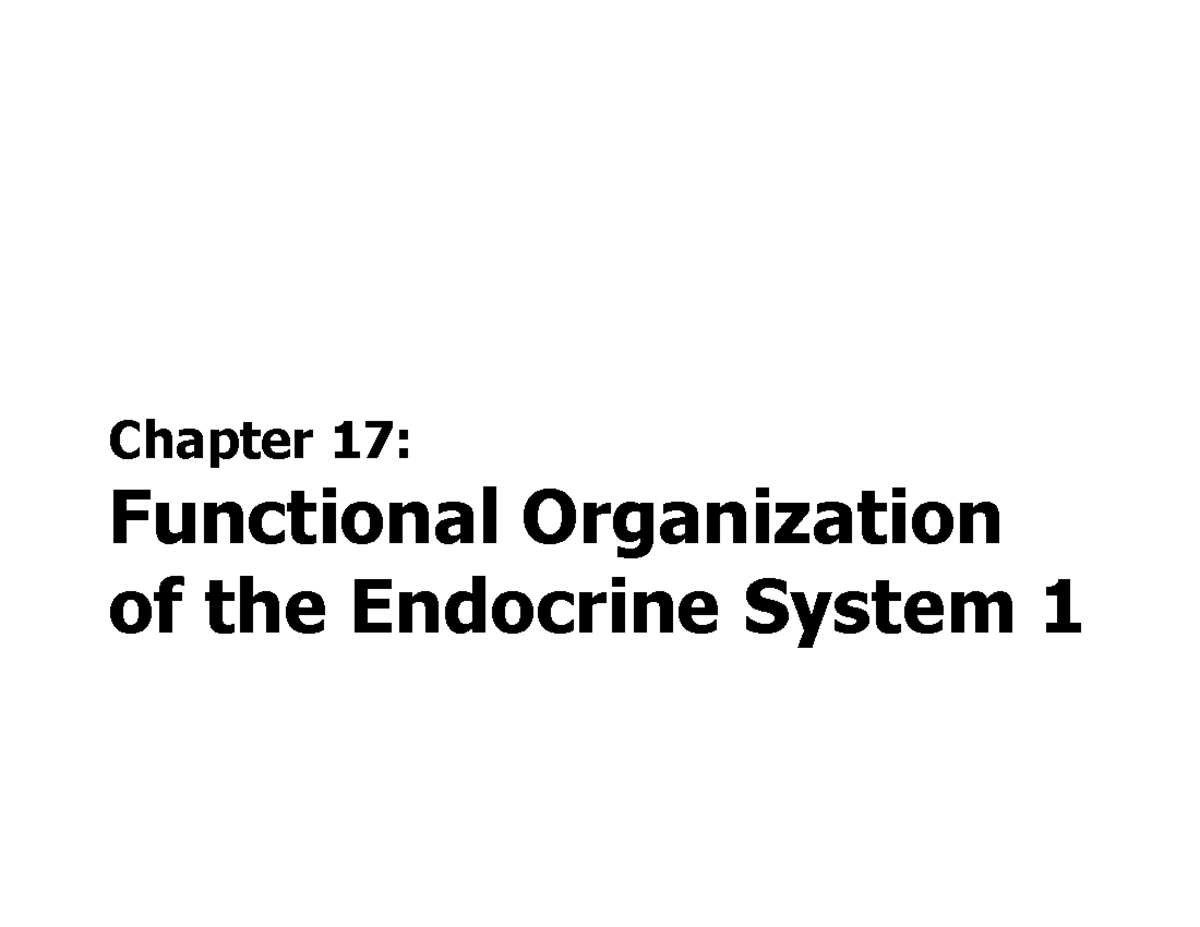 Chapter 17: Functional Organization of the Endocrine System - Studocu