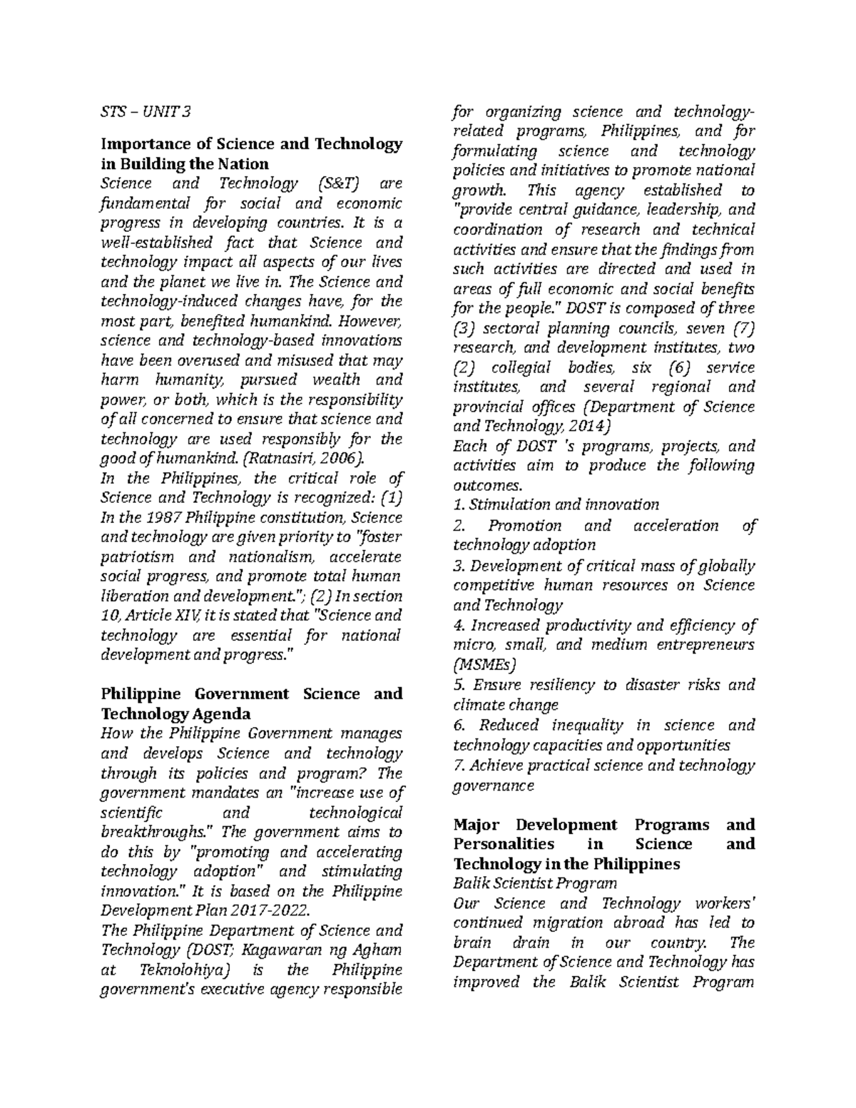 STS - UNIT 3 - UNIT 3 Science, technology, and society lecture reviewer ...