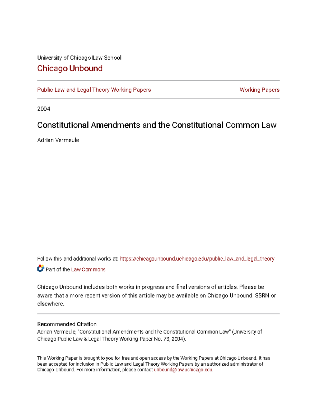 Constitutional Amendments & Common Law: Insights in Public Law (PLT 73 ...