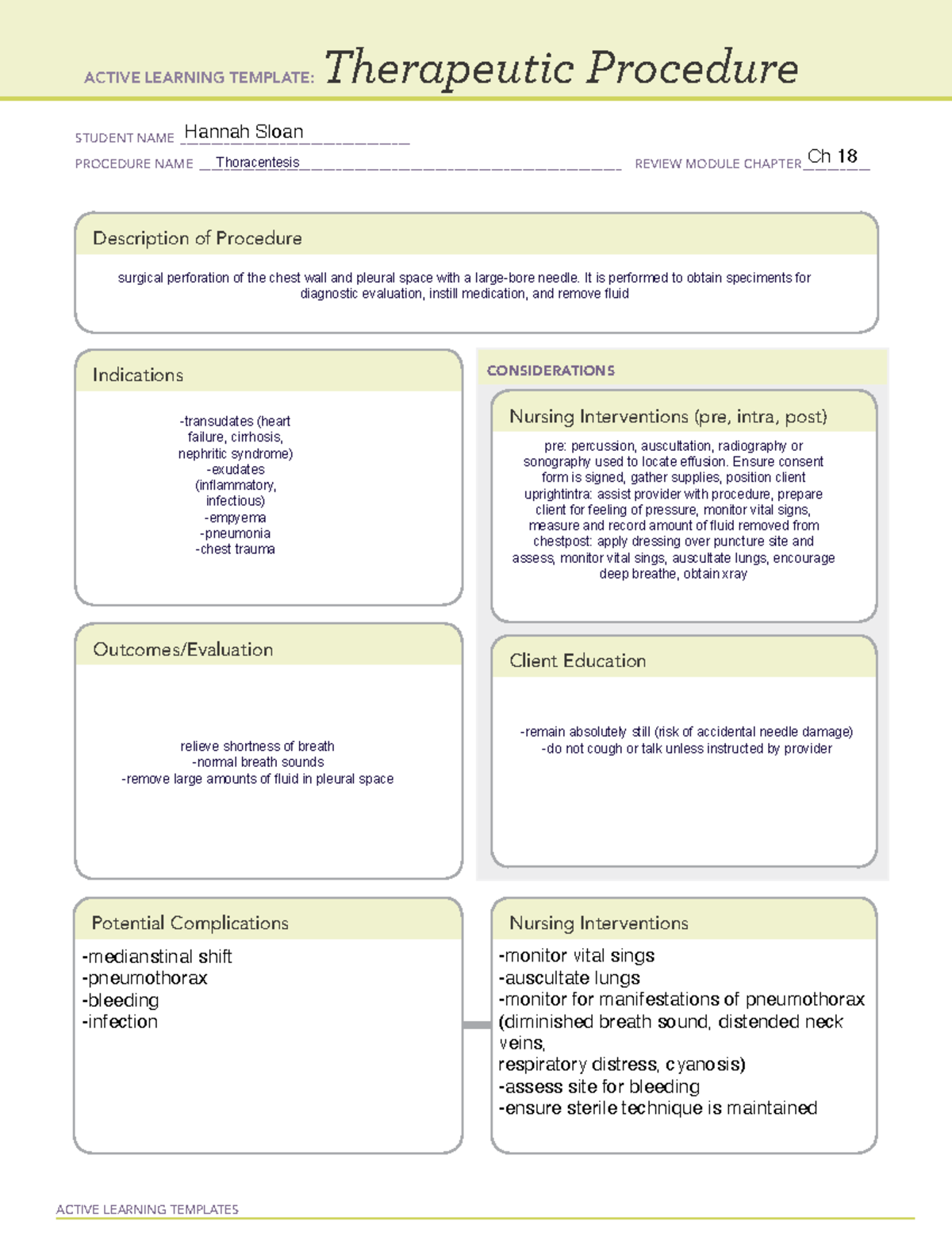 Thoracentesis Procedure Overview - ATI Active Learning Template - Studocu