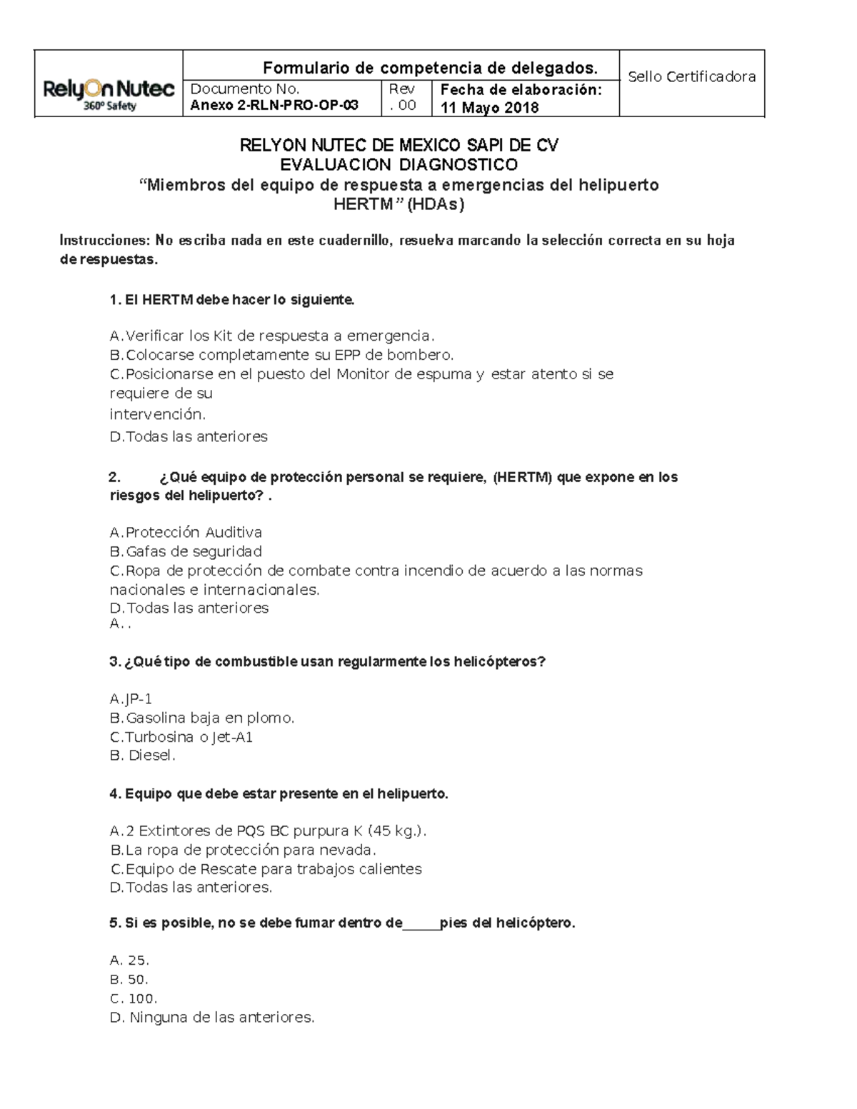 Examen Diagnostico de Hertm Obsmx 013 Colonbia - Formulario de ...