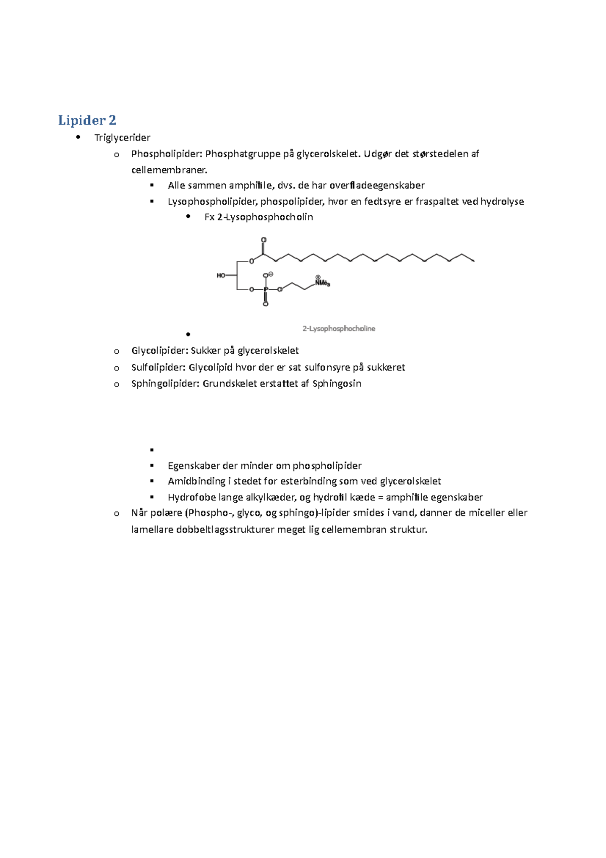 Lipider 2 - Notes on lipids - Lipider 2 Triglycerider o Phospholipider ...