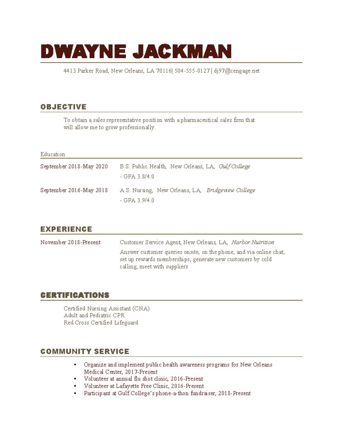SC WD 5 Final Resume of Dwayne Jackman - Nuraliah Natasha - Studocu