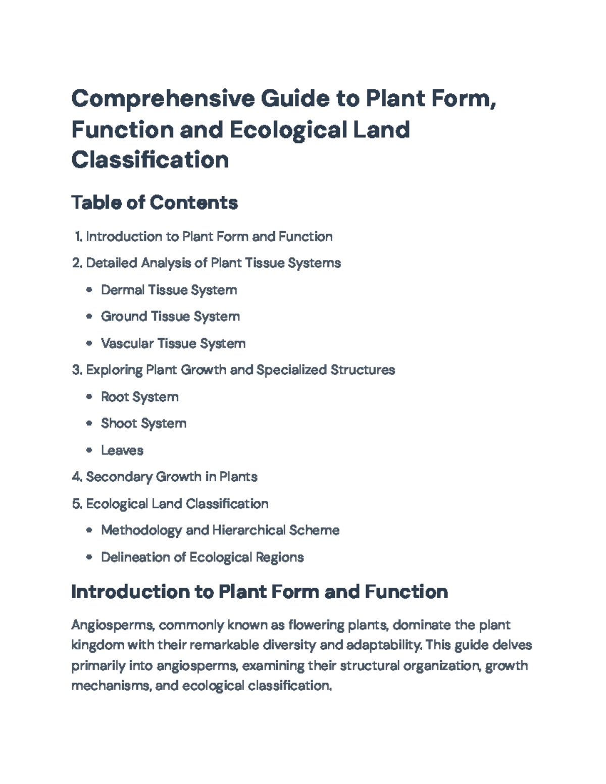 Comprehensive Guide to Plant Structure, Function & Ecology (BIO 101 ...