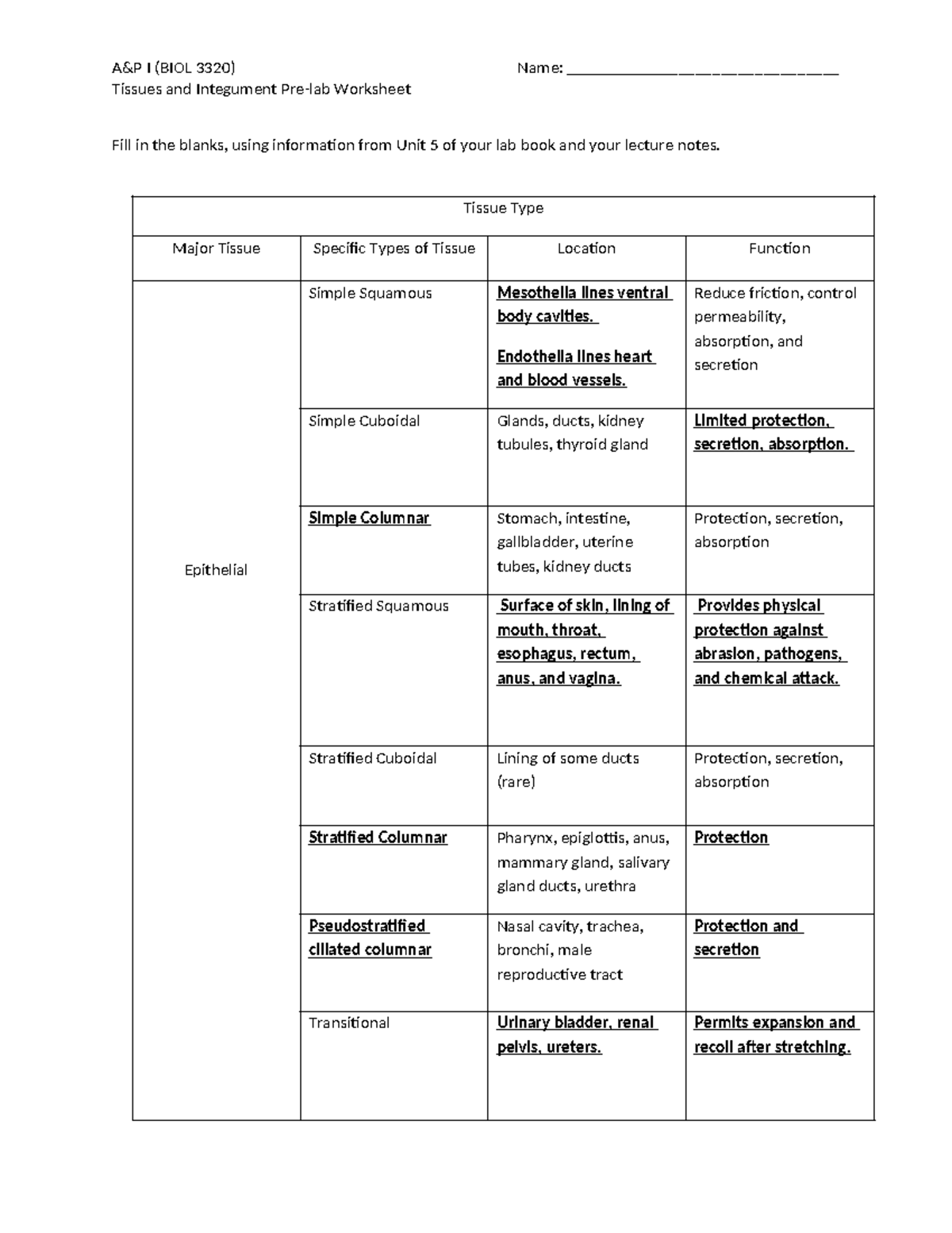 Anatomy Lab 2: Integumentary System Pre-lab Worksheet - Studocu