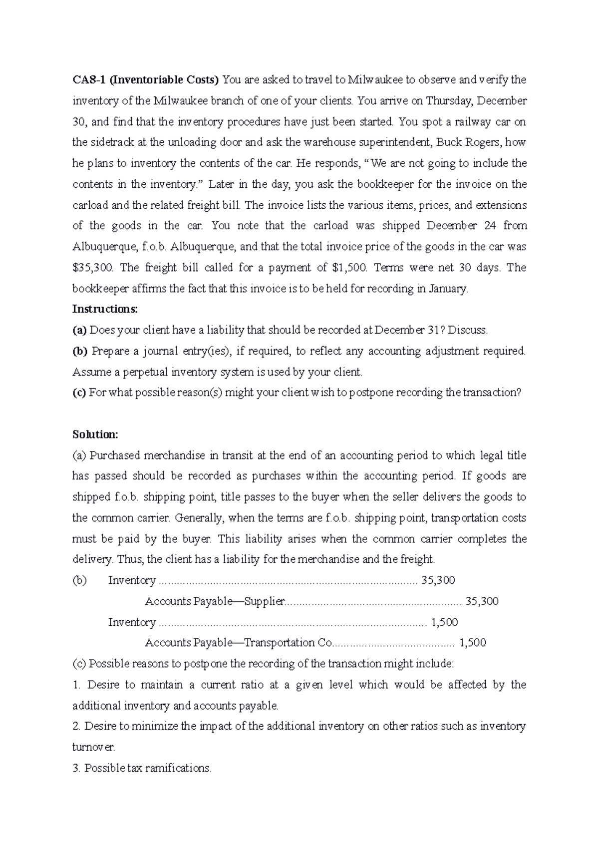 CA8 - Inventory Math 02 - Lecture Notes on Inventoriable Costs - Studocu