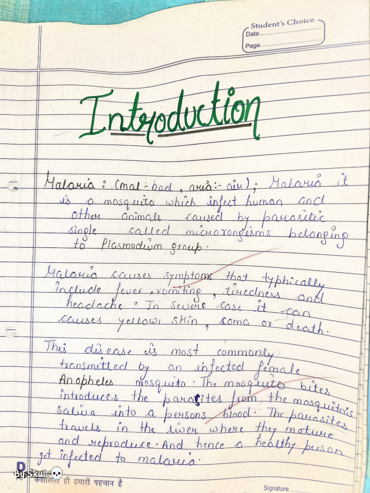 malaria project file - Choice Date Page Introduction Malaria : (mal bad ...