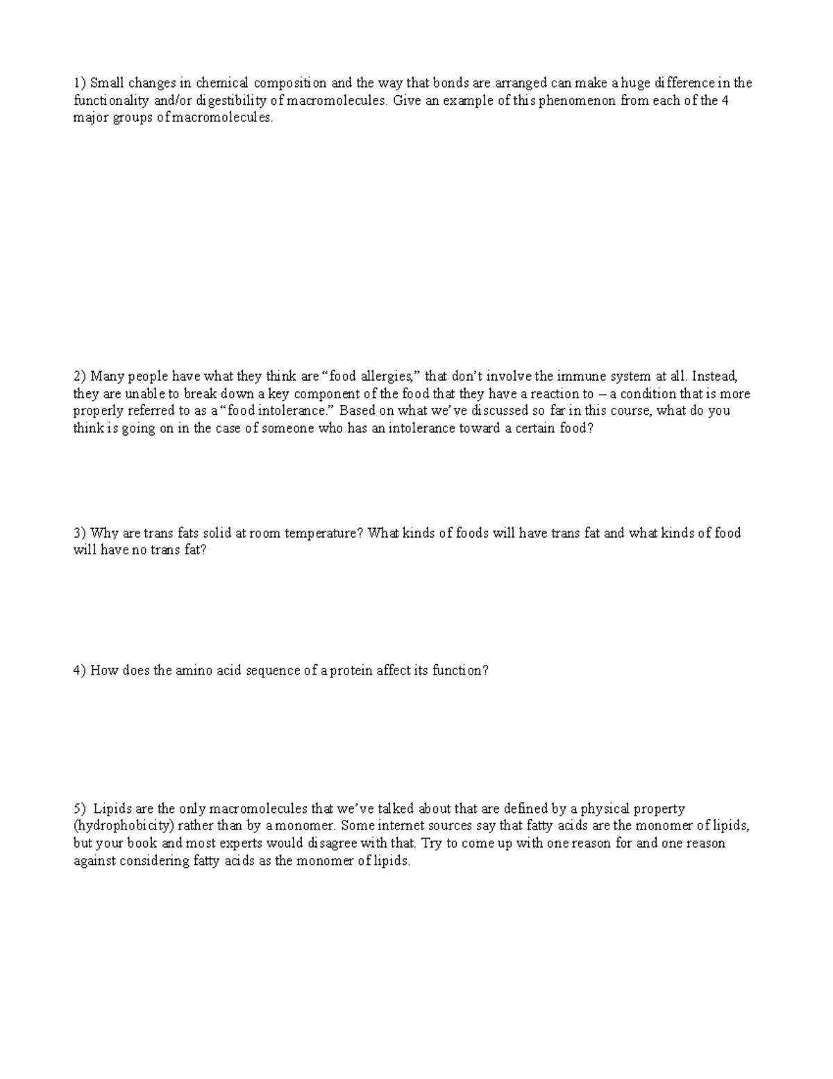 Biology 101: Final Exam Review on Macromolecules & Processes - Studocu