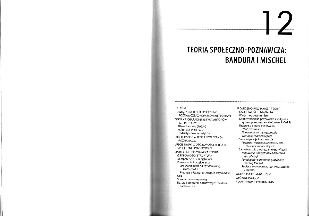 Cervone-Pervin 2011: Teoria osobowości Bandury i Mischela - Analiza i ...