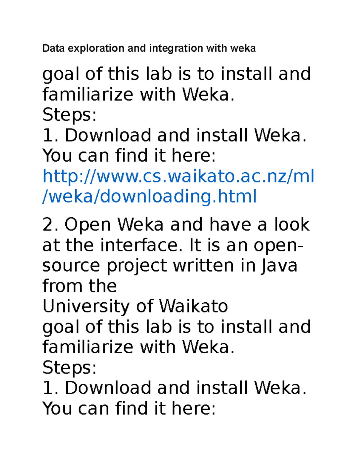 Data Exploration & Integration with Weka: Lab Guide and Steps - Studocu