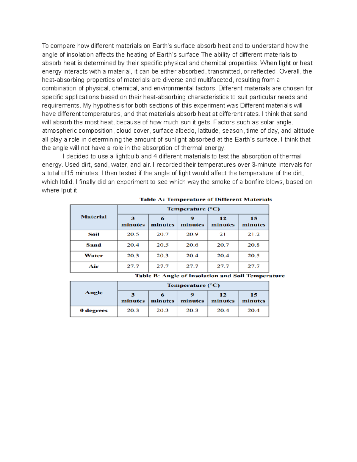 Lab - Heat Absorption of Materials and Insolation Effects - Studocu