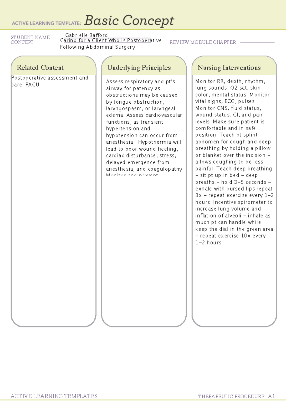Caring for Postoperative Clients: Key Concepts for Nursing Interventions - Studocu