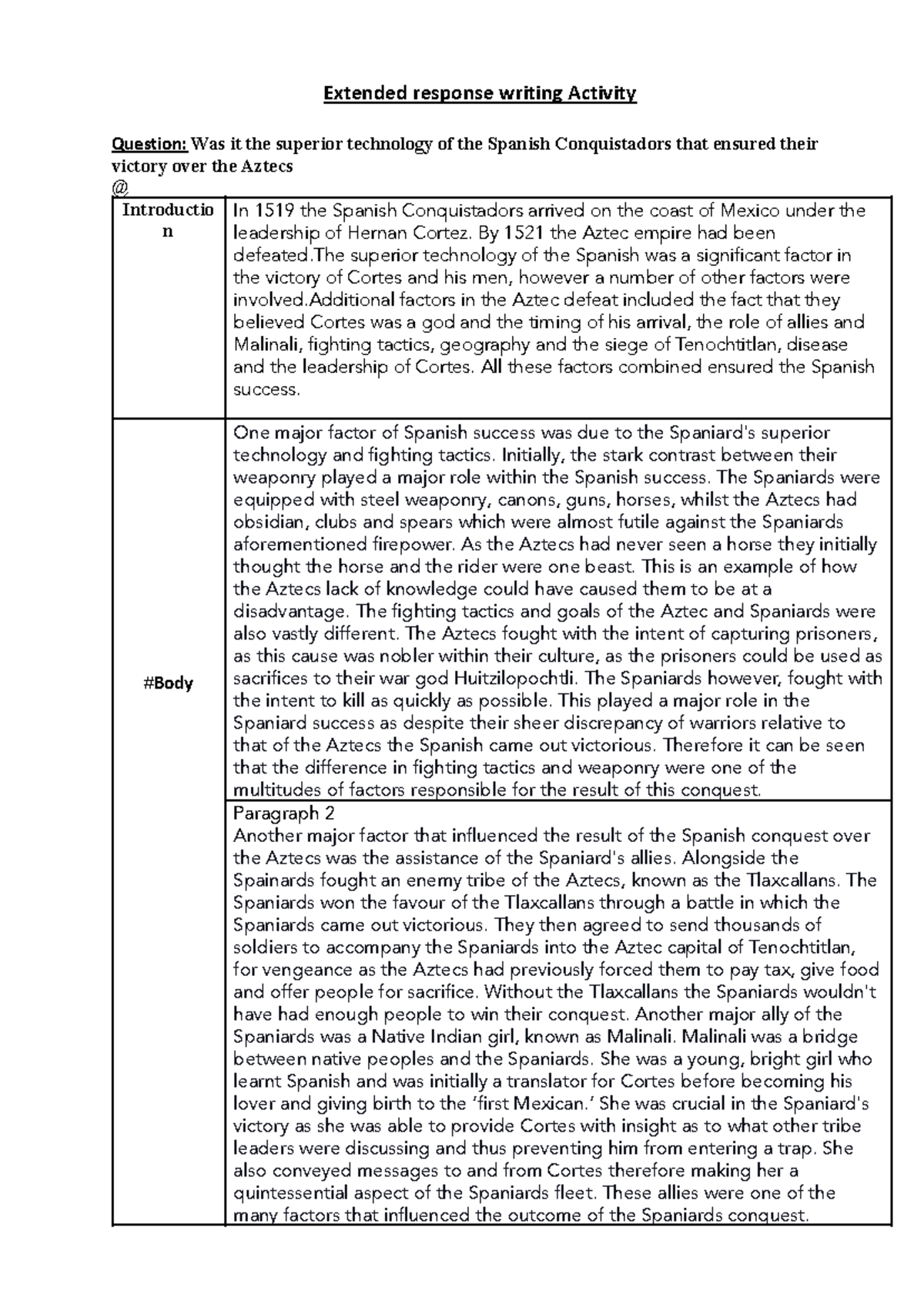 - Year 8 Extended response writing scaffold - Extended response writing ...