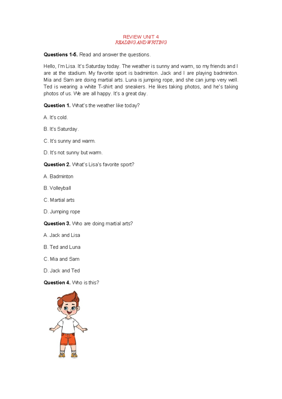Reading and Writing Unit 4 Review Questions and Answers - Studocu