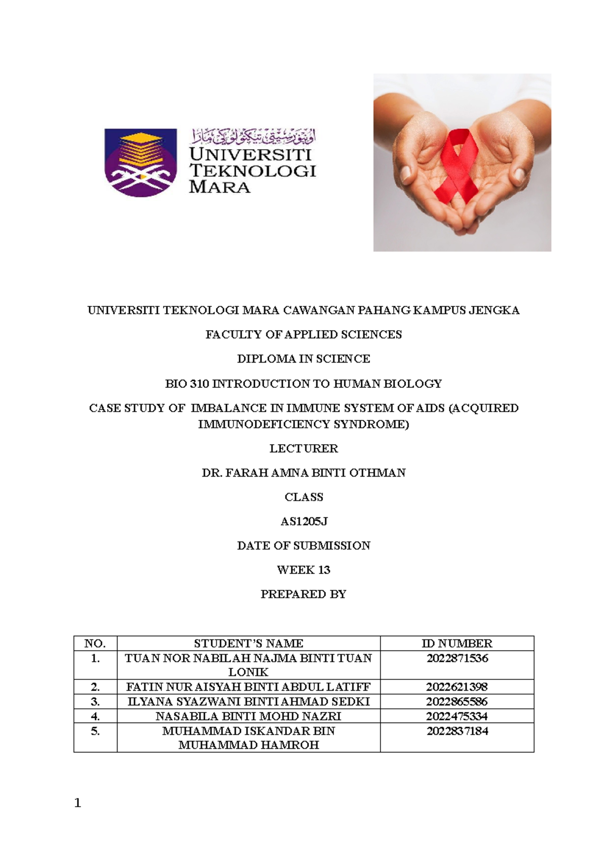 Case Study on Immune System Imbalance in AIDS (BIO310) - Studocu