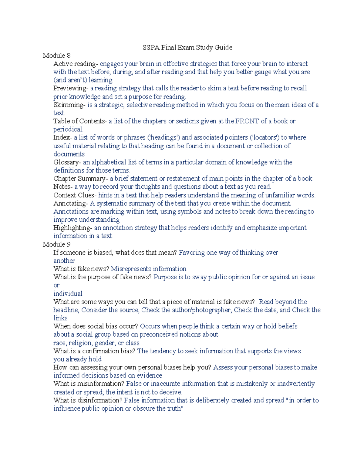 SSPA Final Exam Study Guide: Modules 8-11 Review and Strategies - SSPA ...