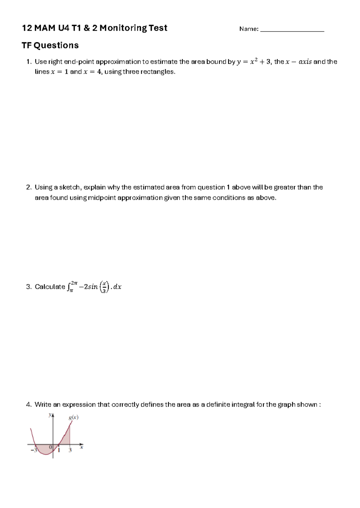 12 MAM U4 T1 & 2 Monitoring Test: Area Estimation & Triangle Problems ...