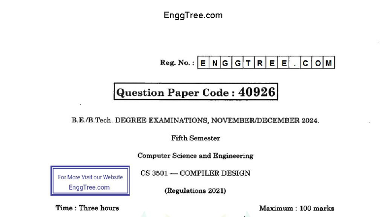 CS3501-Compiler-Design-Nov-Dec-2024-Question-Paper-Download copy - Compiler Design - Studocu
