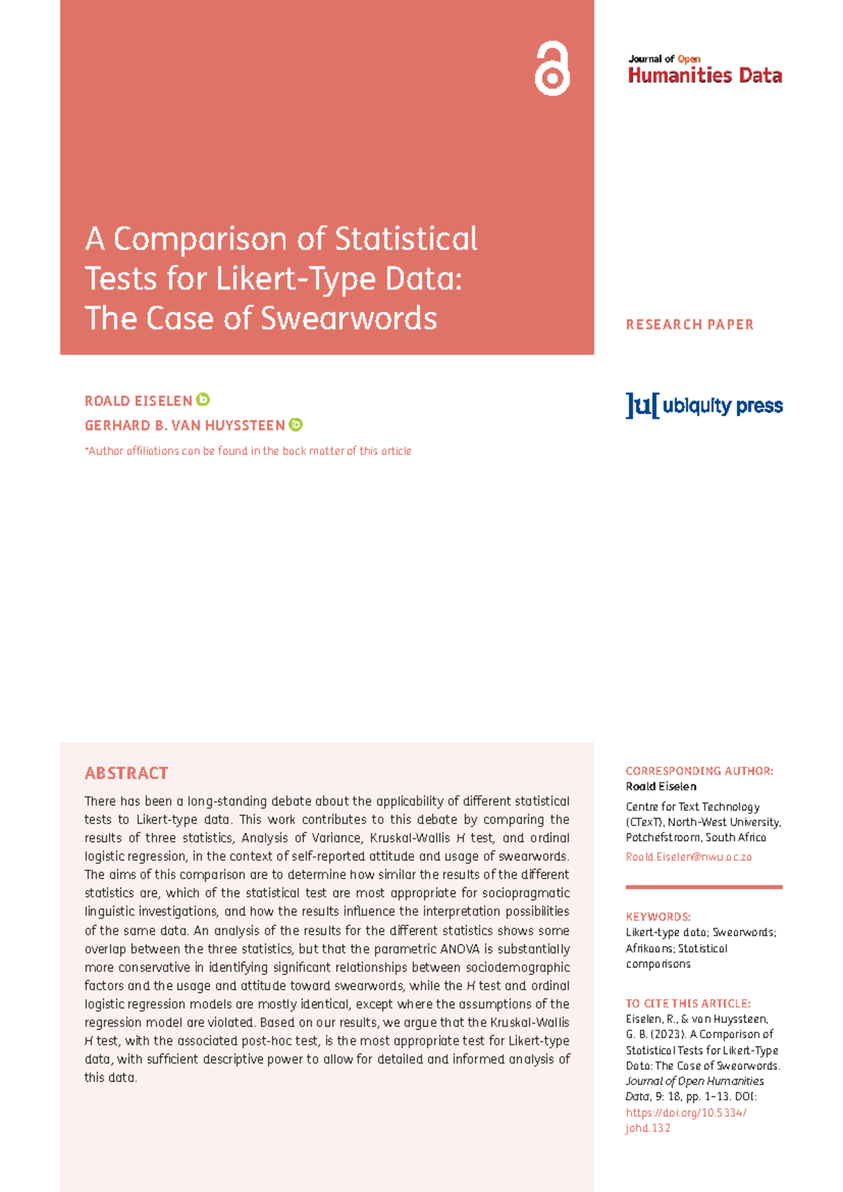 Statistical Test Comparisons for Swearword Data: A Case Study - Studocu