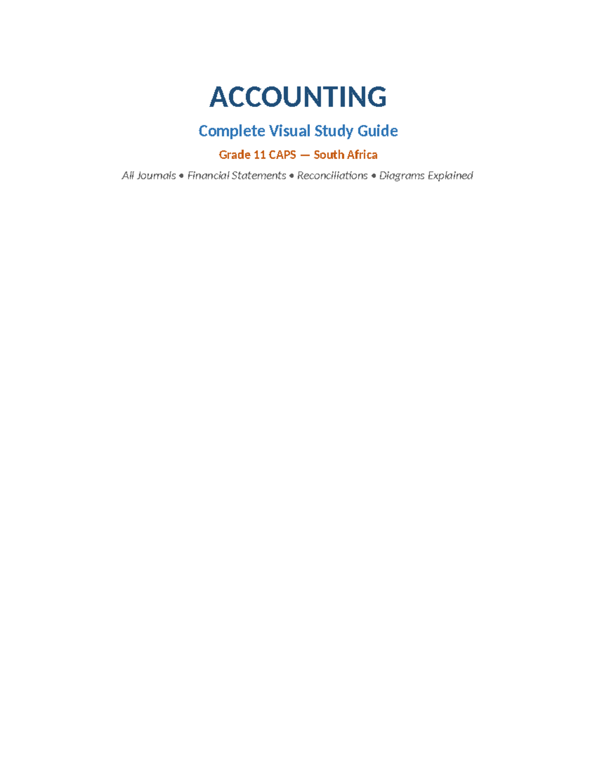 Grade 11 Accounting Visual Study Guide: Understanding the Accounting ...