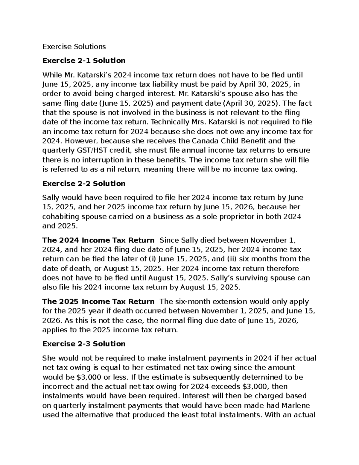 Chapter 2 Study Guide: Income Tax Return Exercise Solutions - Studocu