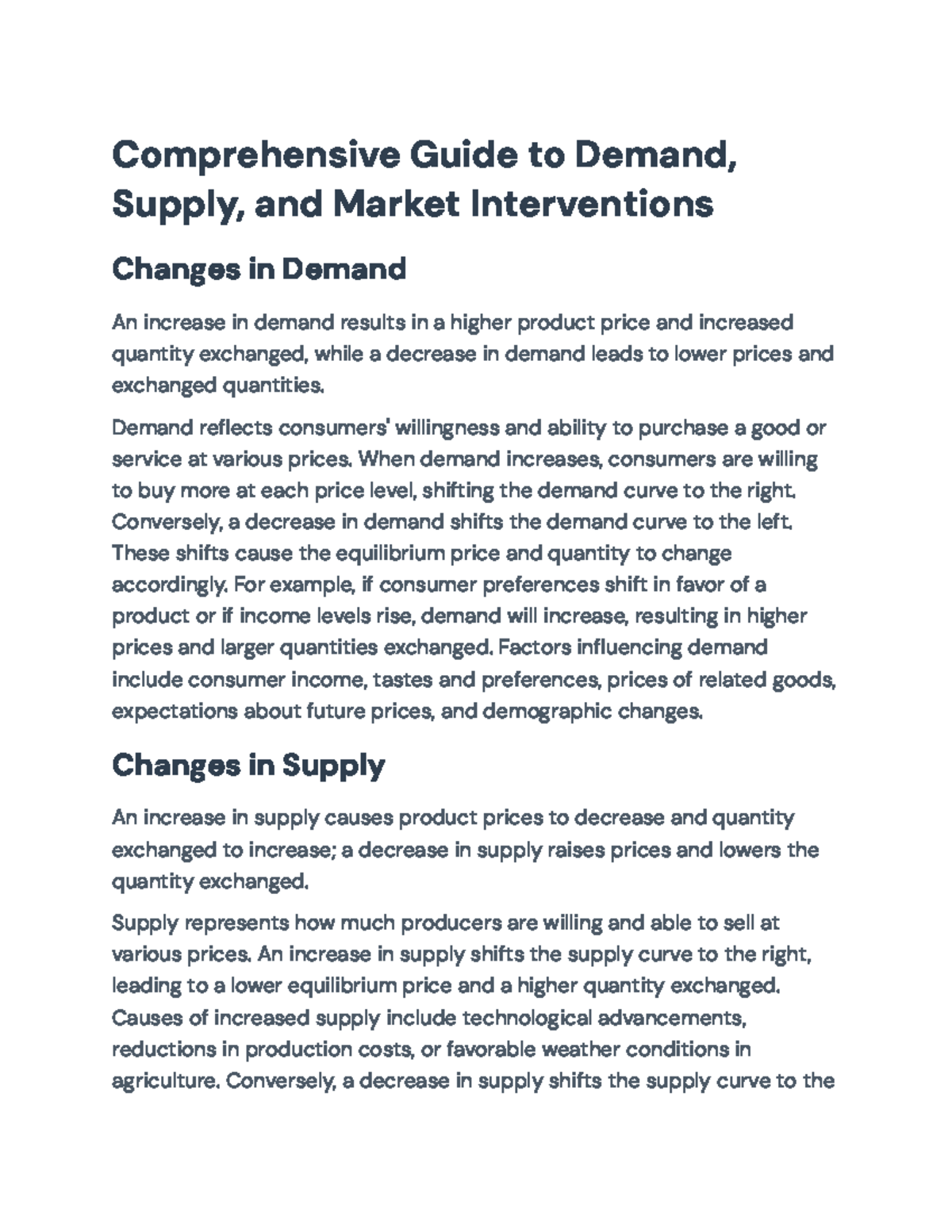 Comprehensive Guide to Demand, Supply & Market Interventions (ECO 101 ...