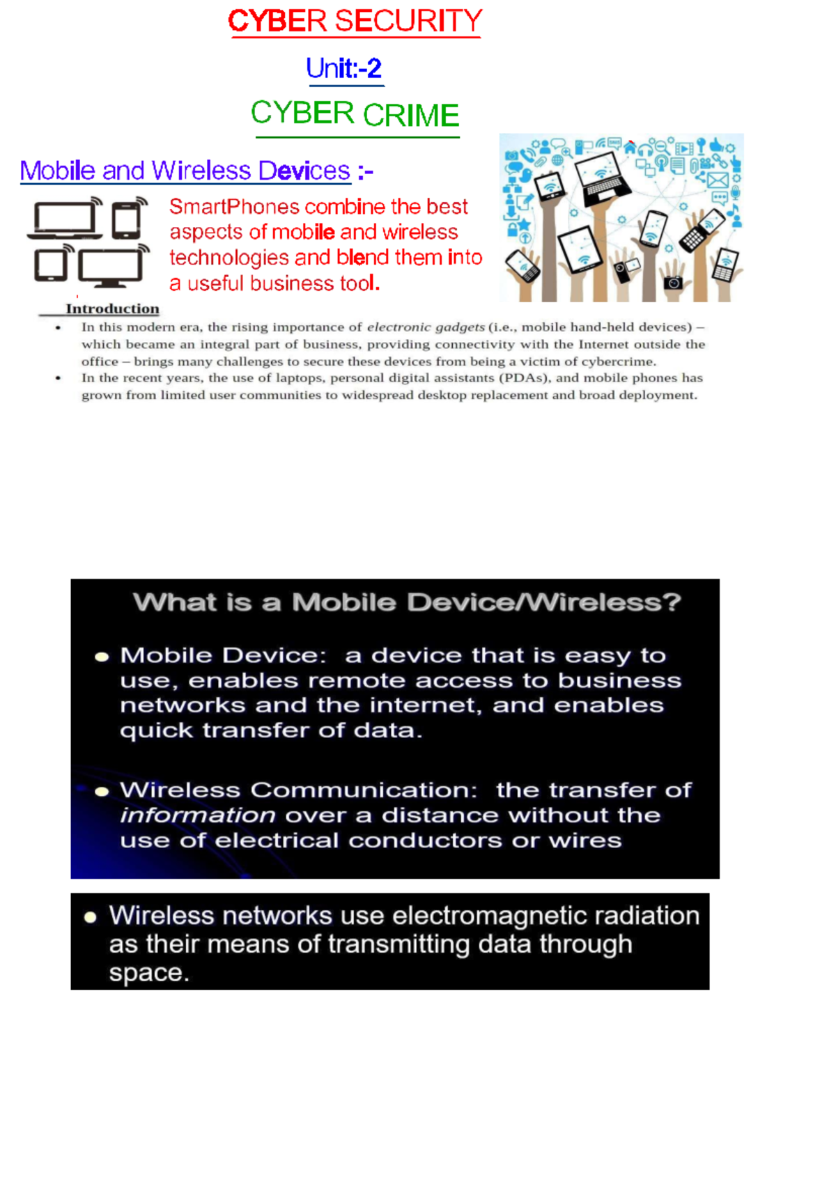 Unit-2 Cyber Security Notes: Mobile & Wireless Device Threats and ...