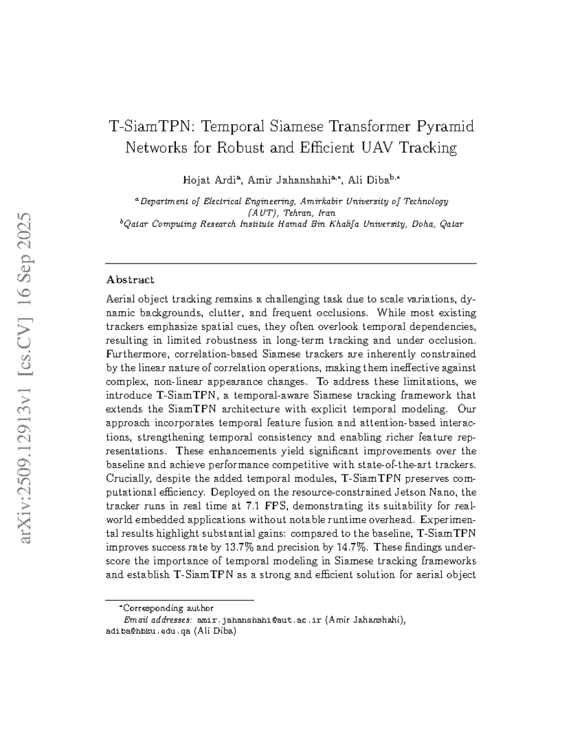T-SiamTPN: Enhanced UAV Tracking with Temporal Siamese Transformer ...