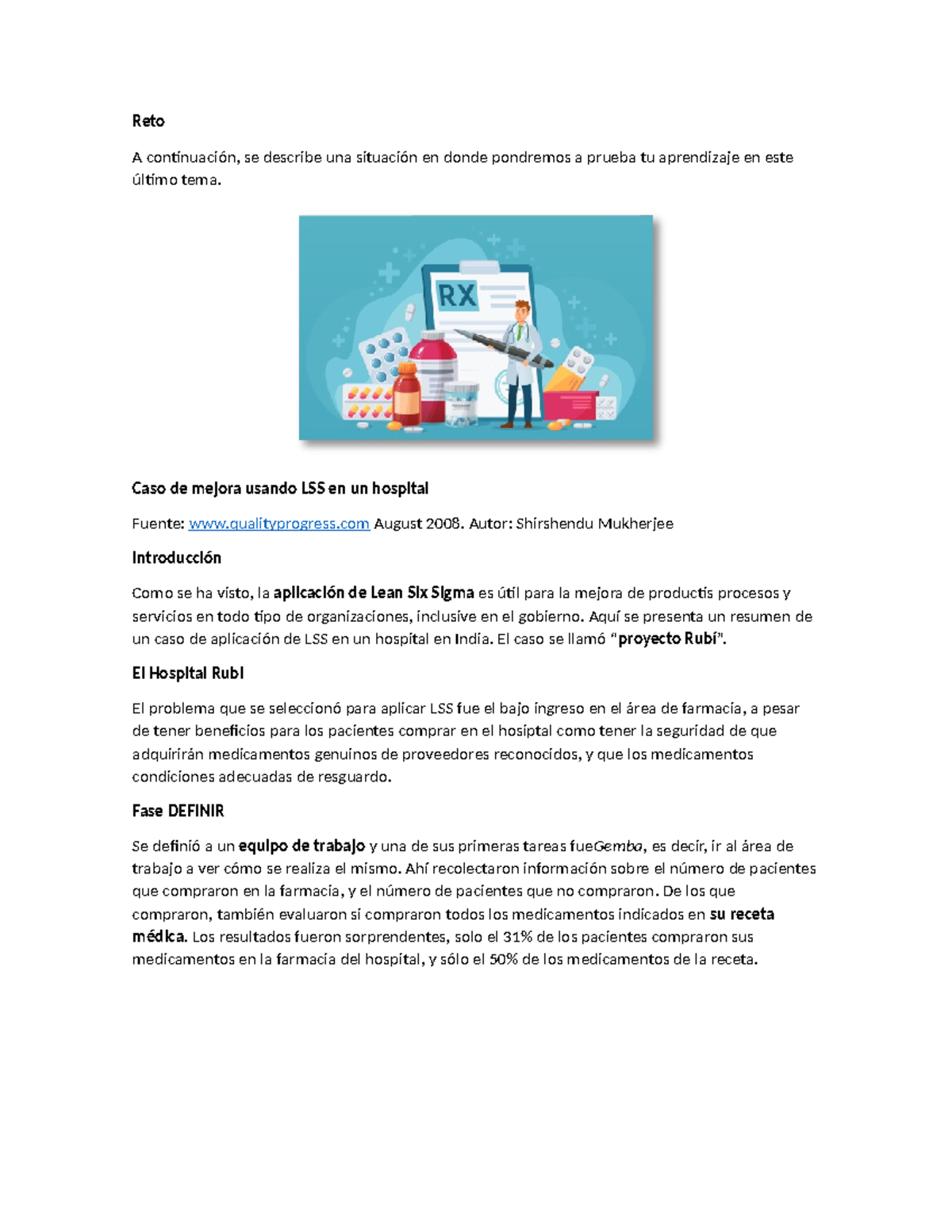 Reto: Definición y Medición de LSS en un Hospital - Coursera - Studocu