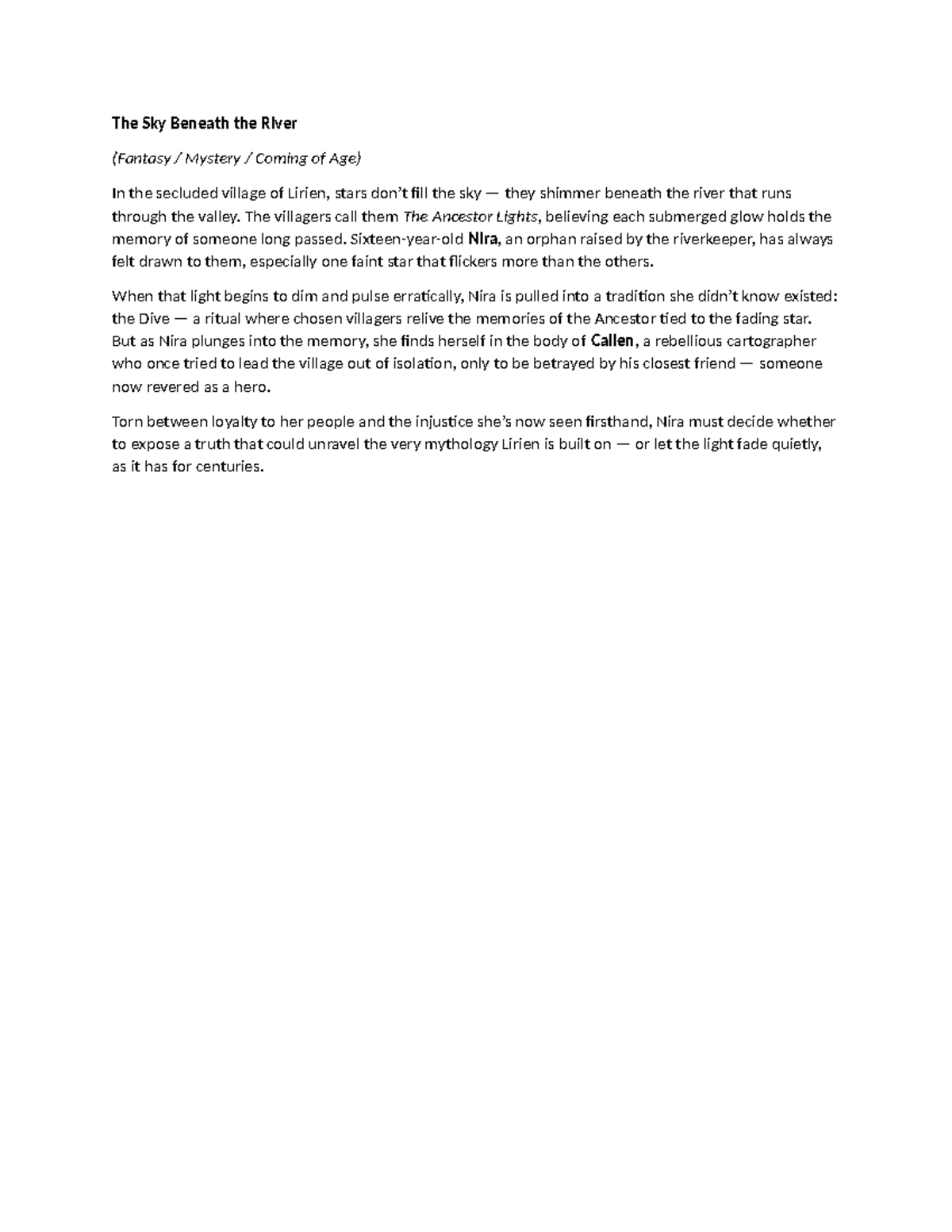 The Beneath the River: A Short Story Summary on Lirien's Secrets - Studocu