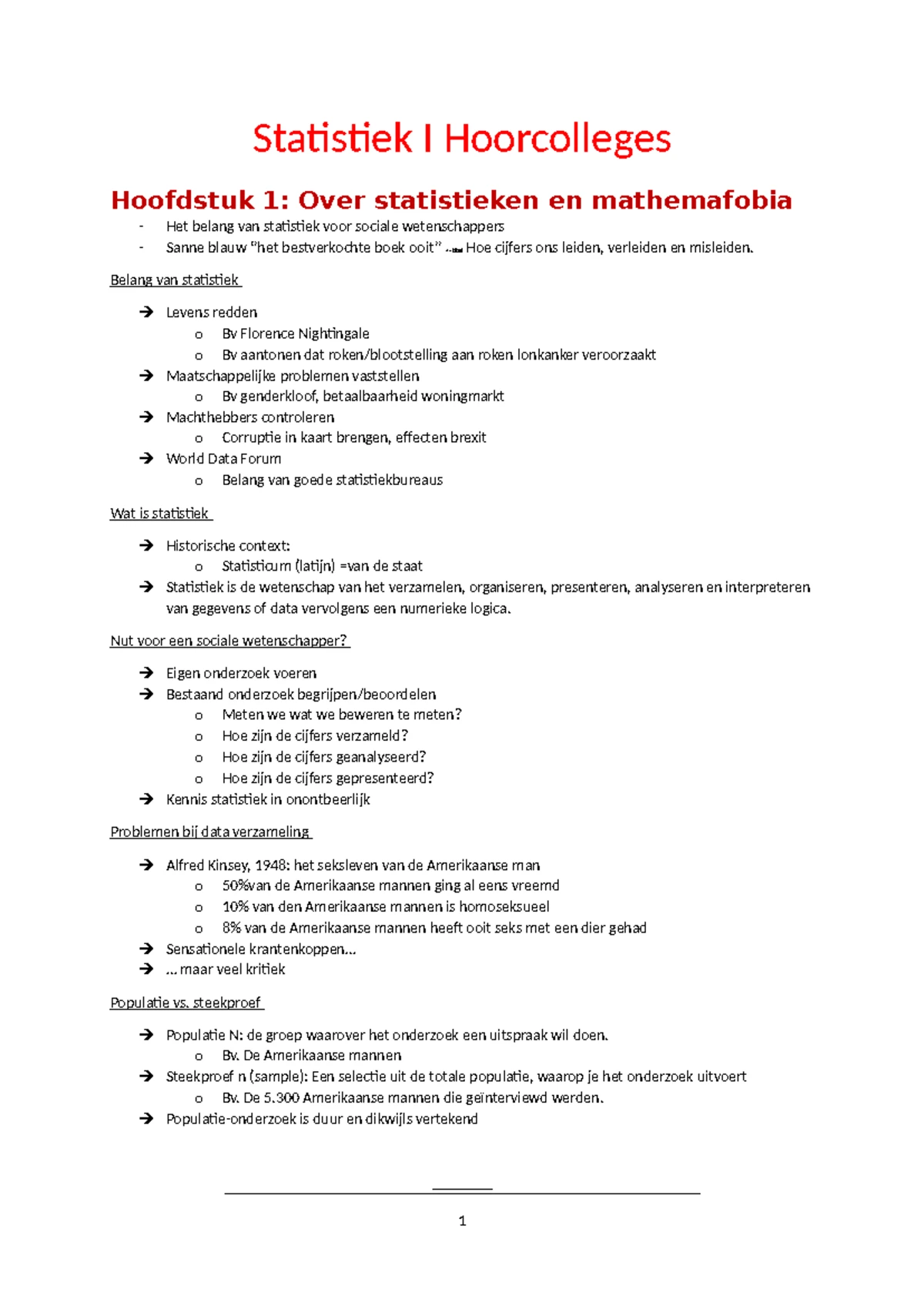 Les 3 - Dubbel Sommatieteken en Data Presenteren in Statistiek I (12-10) - Studocu