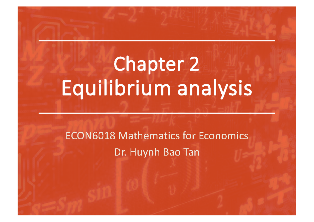 Chapter 2. Equilibrium analysis (updated) part 1 - Chapter 2 ...