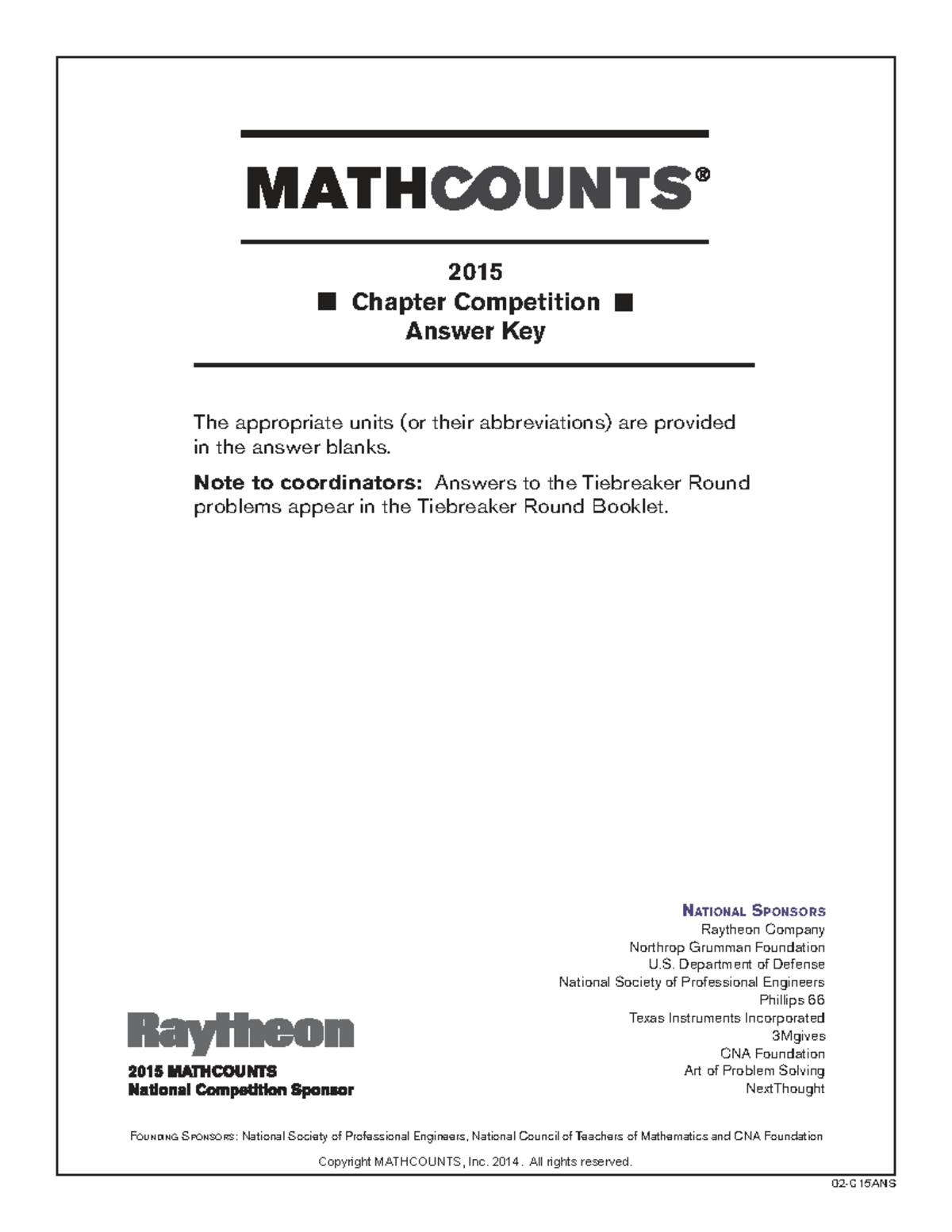 2015 Chapter Competition Answer Key - Complete Solutions - Studocu
